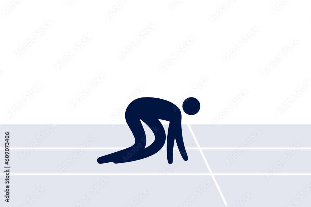 Ready to start stick figure icon. Clipart image isolated on white ...