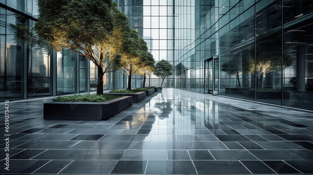 Modern outdoor of office on distric center wallpaper, illustration for ...