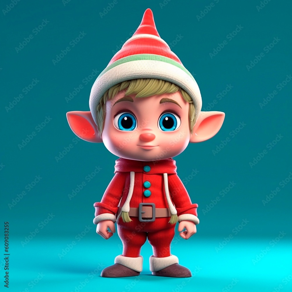 Christmas fairy tale character elf 3d illustration. Magic fairytale elf ...