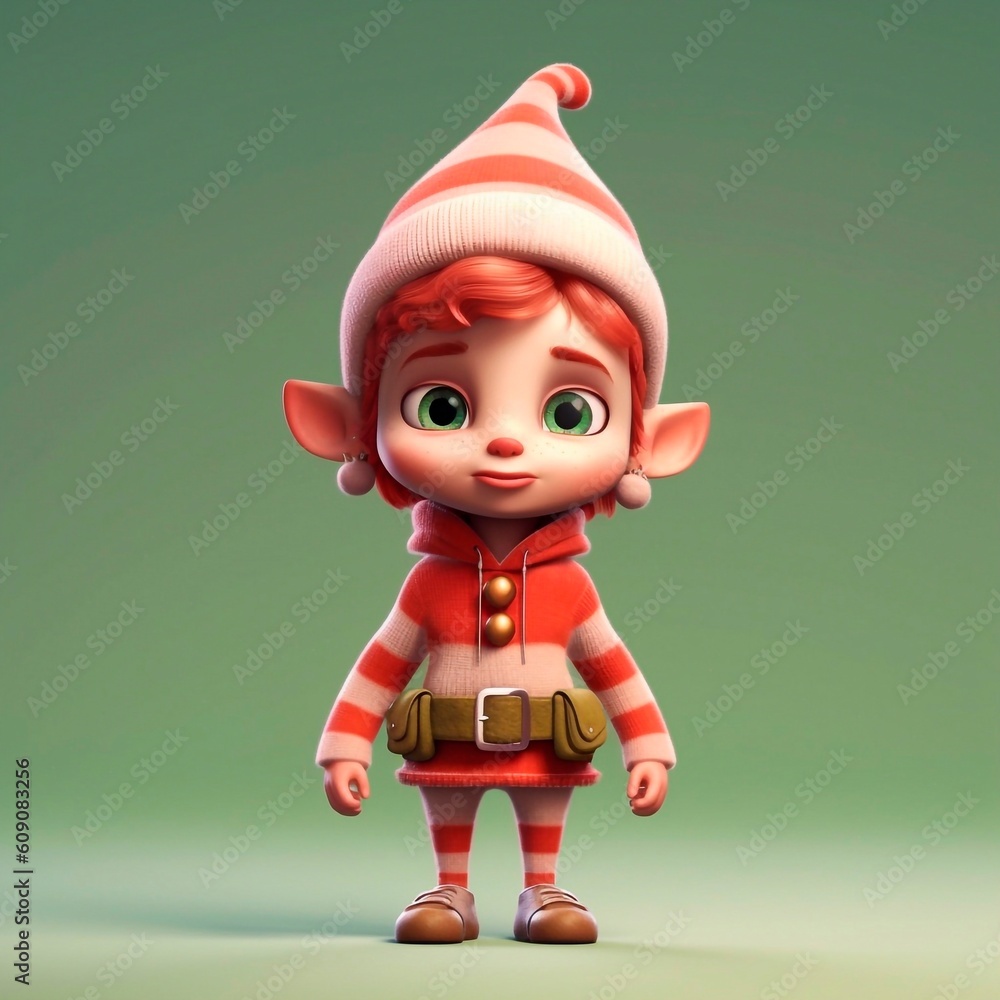 Christmas fairy tale character elf 3d illustration. Magic fairytale elf ...