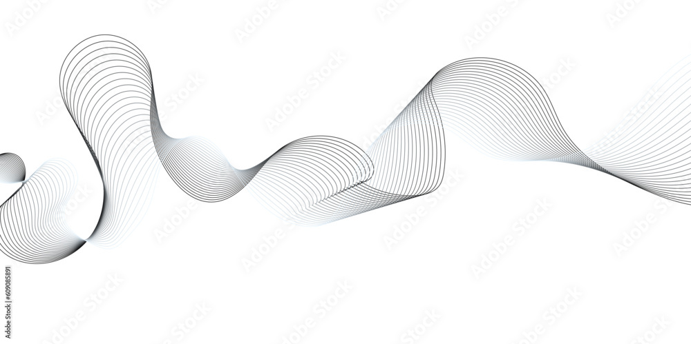 Abstract wavy grey technology lines on transparent background. Abstract ...