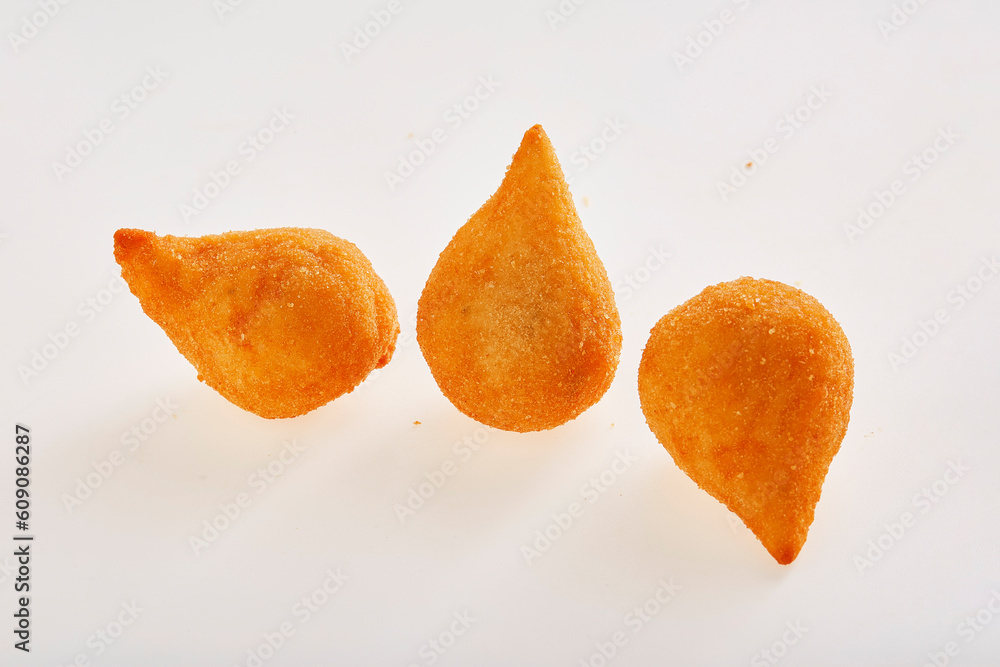Coxinha, Traditional Brazilian snack, isolated on white background ...