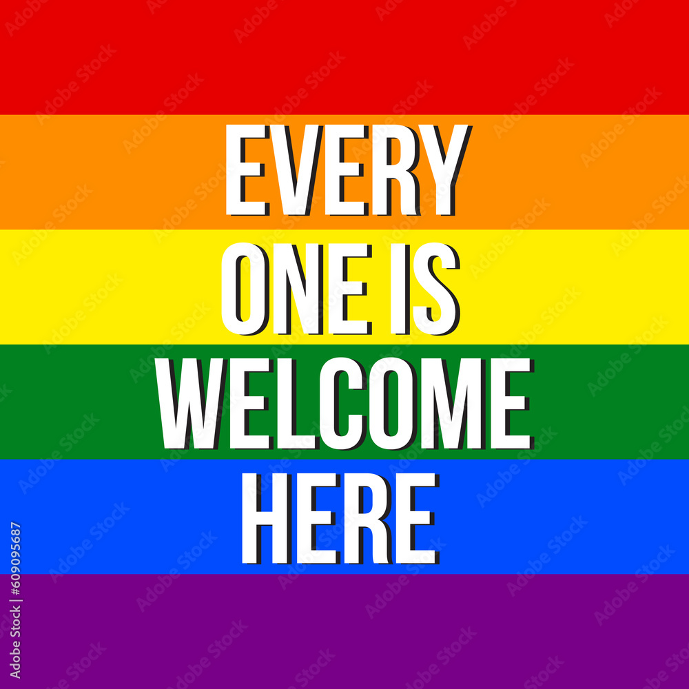 pride month celebrate art with rainbow flag every one is welcome here ...