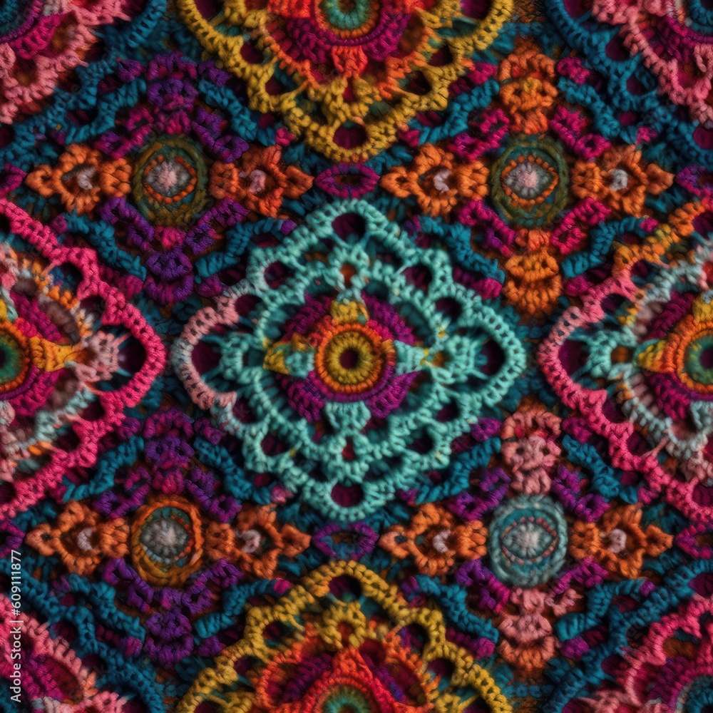 Crochet Ayahuasca Digital Paper, Seamless Ayahuasca Pattern, Seamless ...