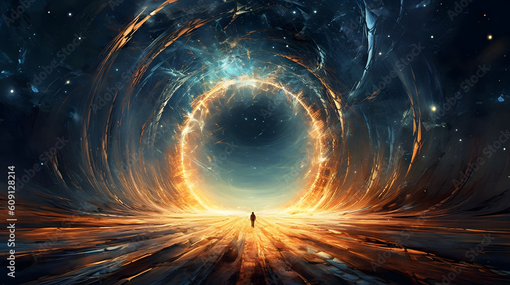 Waves of energy rippling through an interdimensional portal created ...
