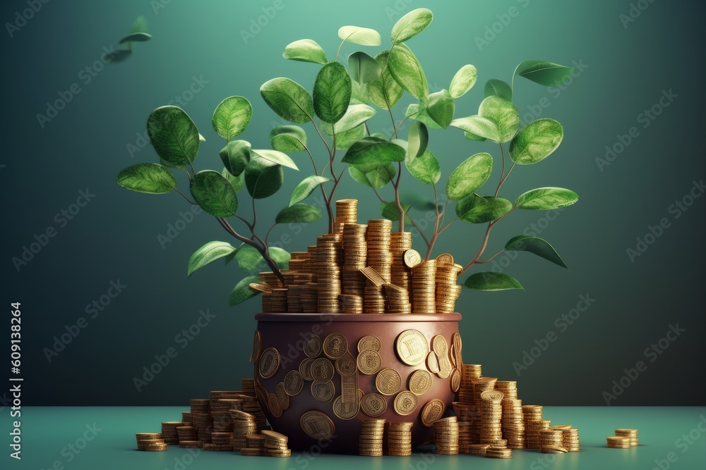 Financial growth graph diagram og money stocks bank, Created with ...