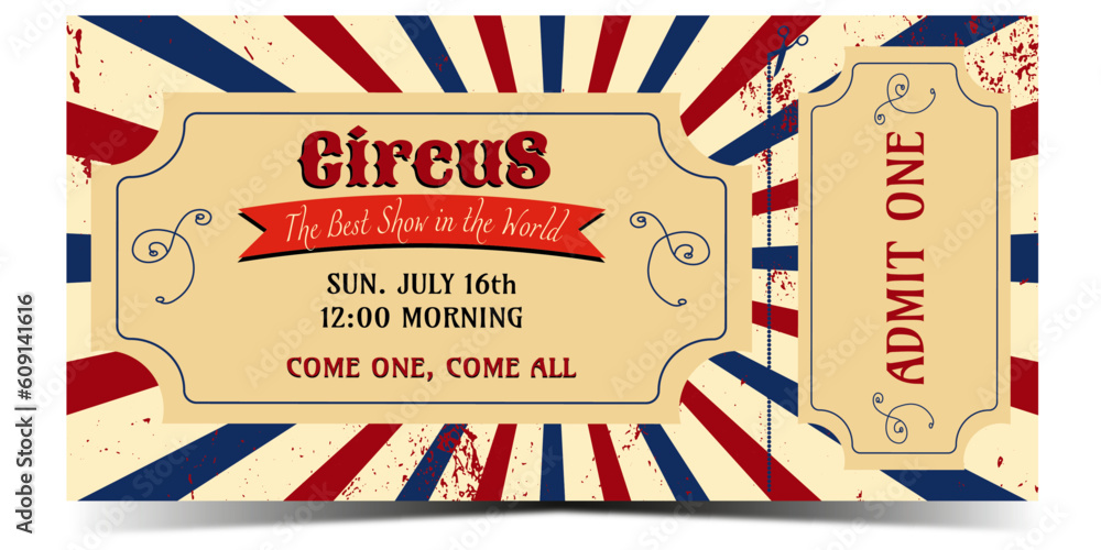 Vintage circus ticket. Carnival ticket. Ready to print. Cmyk vector ...