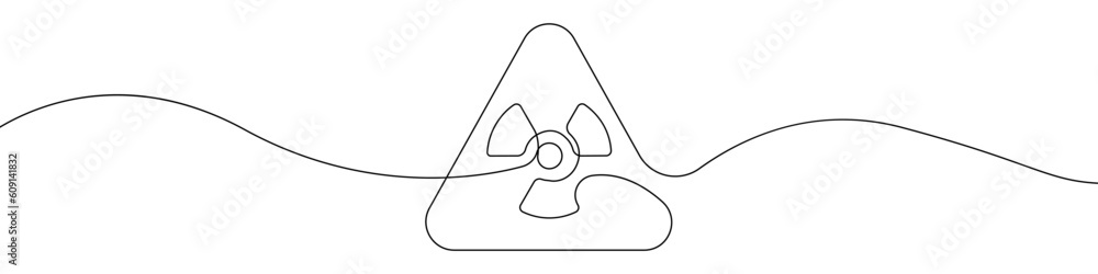 Radiation sign icon line continuous drawing vector. One line Radiation ...