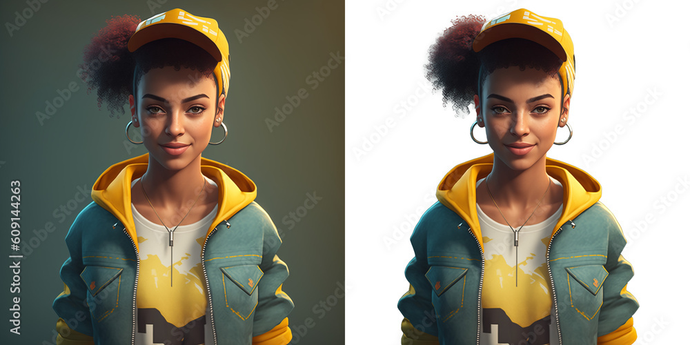 Young Girl video game character, modern avatar. Isolated avatar ...