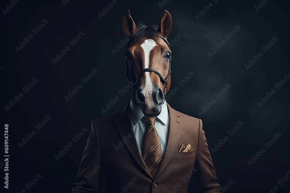 Portrait of a Horse dressed in a formal business suit, The Elegant Boss ...