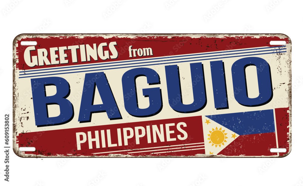 Greetings from Baguio vintage rusty metal sign Stock Vector | Adobe Stock