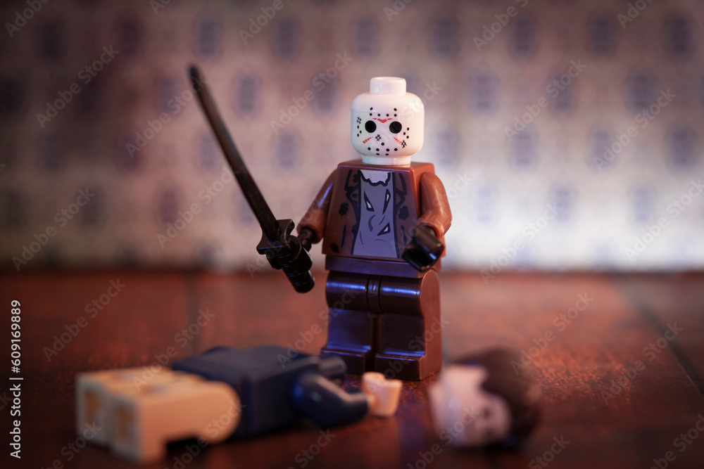 Foto de NEW YORK USA, AUG 31 2019: Horror film Friday the 13th killer ...