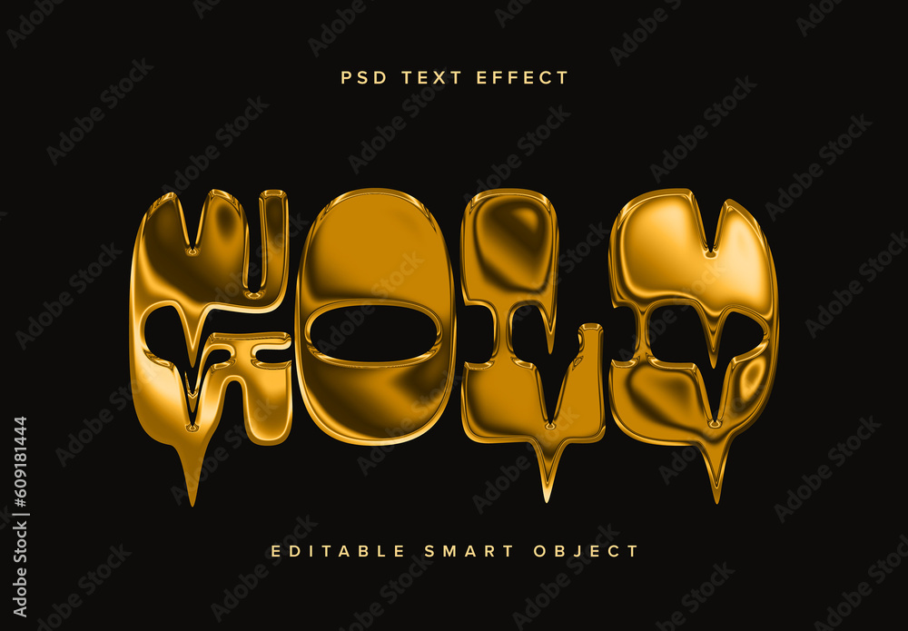 Dripping Metallic Gold Text Effect Mockup Stock Template | Adobe Stock