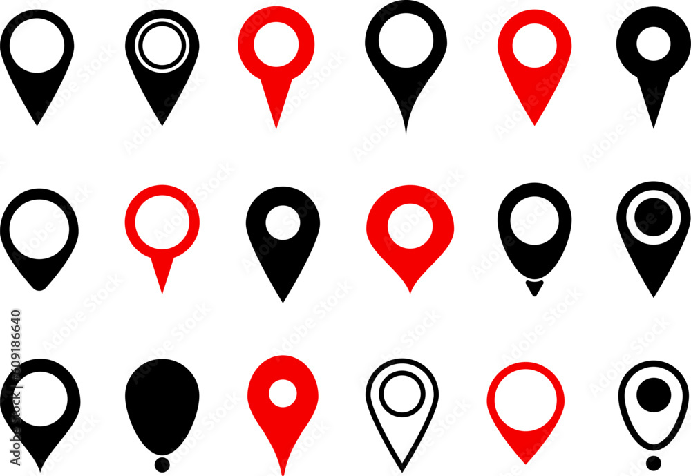 Location icons set.Map pin icons.Simple location symbol.Pin place ...