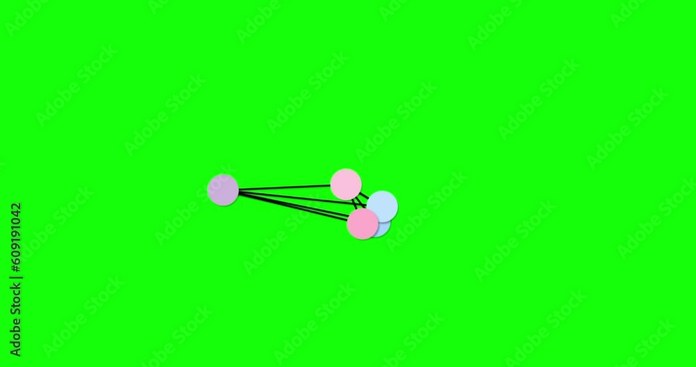 Animation with moving lines and circle shapes linked together. Abstract ...