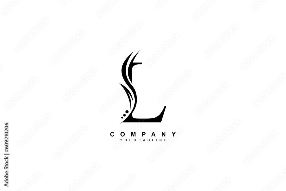 Luxury black L logo design with feather. premium L letter monogram logo ...