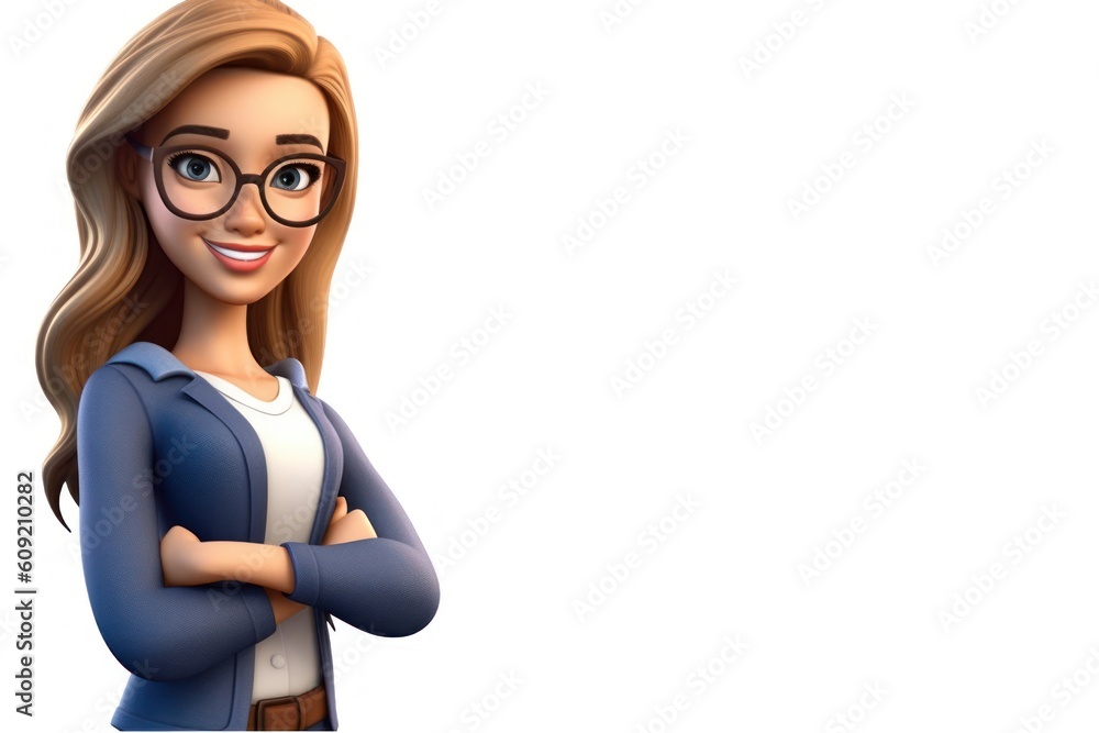 Caucasian Anime Female Web Developer White Backdrop Isolated Very Happy ...