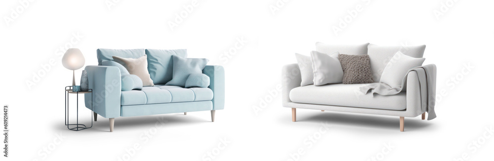 collection Set of living room couches armchairs cutouts double seat ...