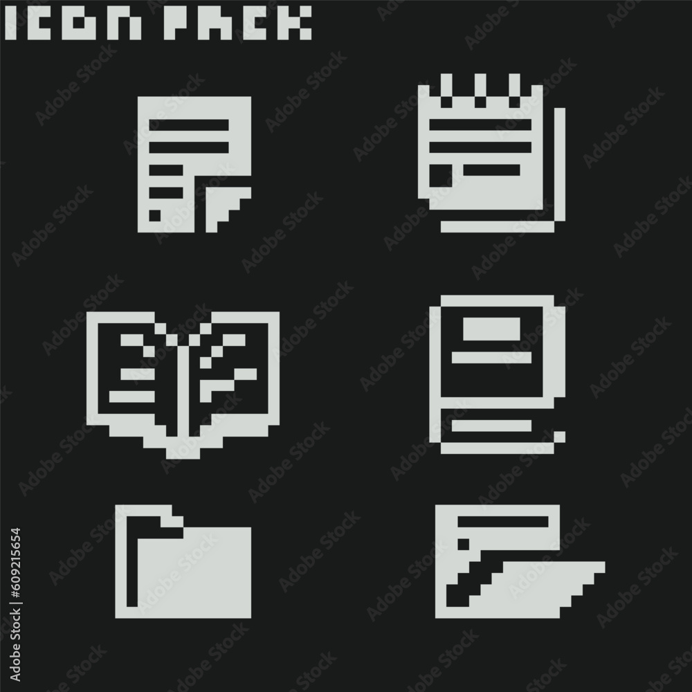 this is file icon 1 bit style in pixel art with white color black ...