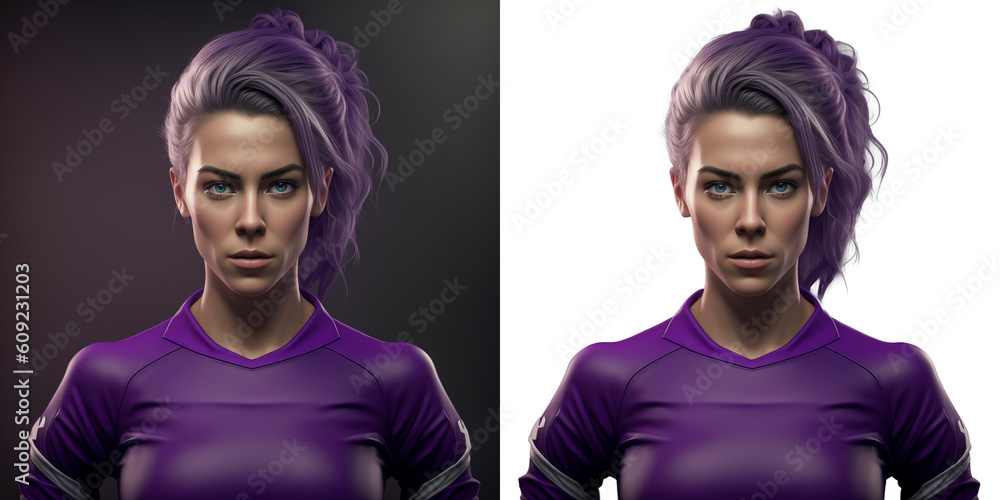 Isolated profile picture of a professional woman athlete, displaying ...