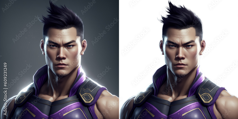 Illustrazione Stock A dynamic profile picture of a skilled asian male ...