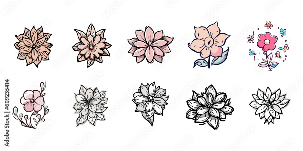 sketchy flower png graphic clipart design Stock Vector | Adobe Stock