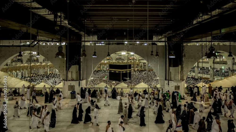 Kaaba Mecca Muslim Pilgrims Al Haram Mosque Makkah Performing Tawaf