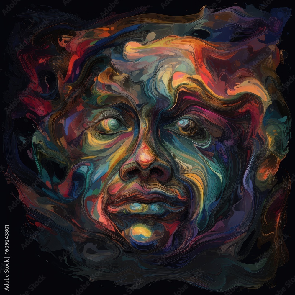 An illustration of a man with a mind destroyed by mental health issues ...