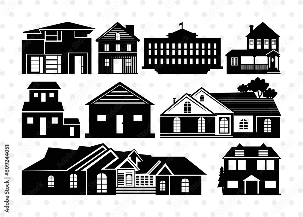 House Silhouette, House SVG, Building Svg, Architecture Svg, Home Svg ...