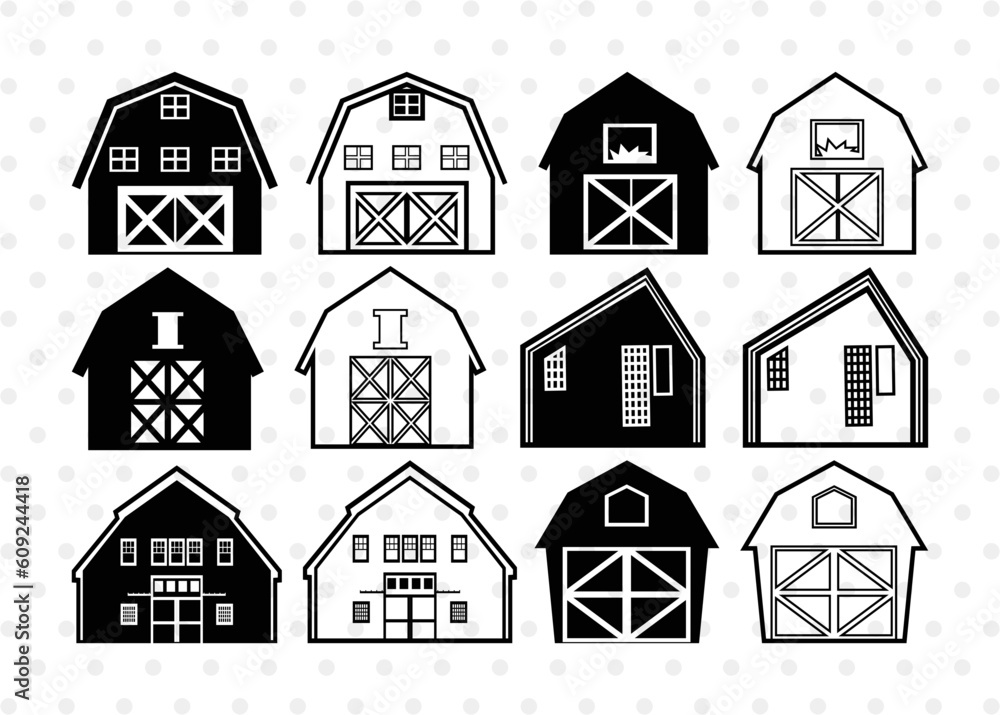 Vetor de Barn House Silhouette, Barn House SVG, Farm Barn Svg, Farmar ...