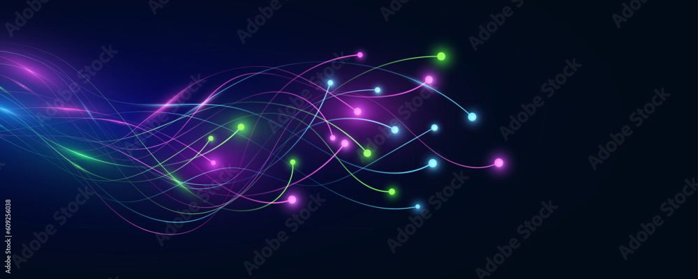 Glowing neural connectors analyze big data. Artificial intelligence and ...