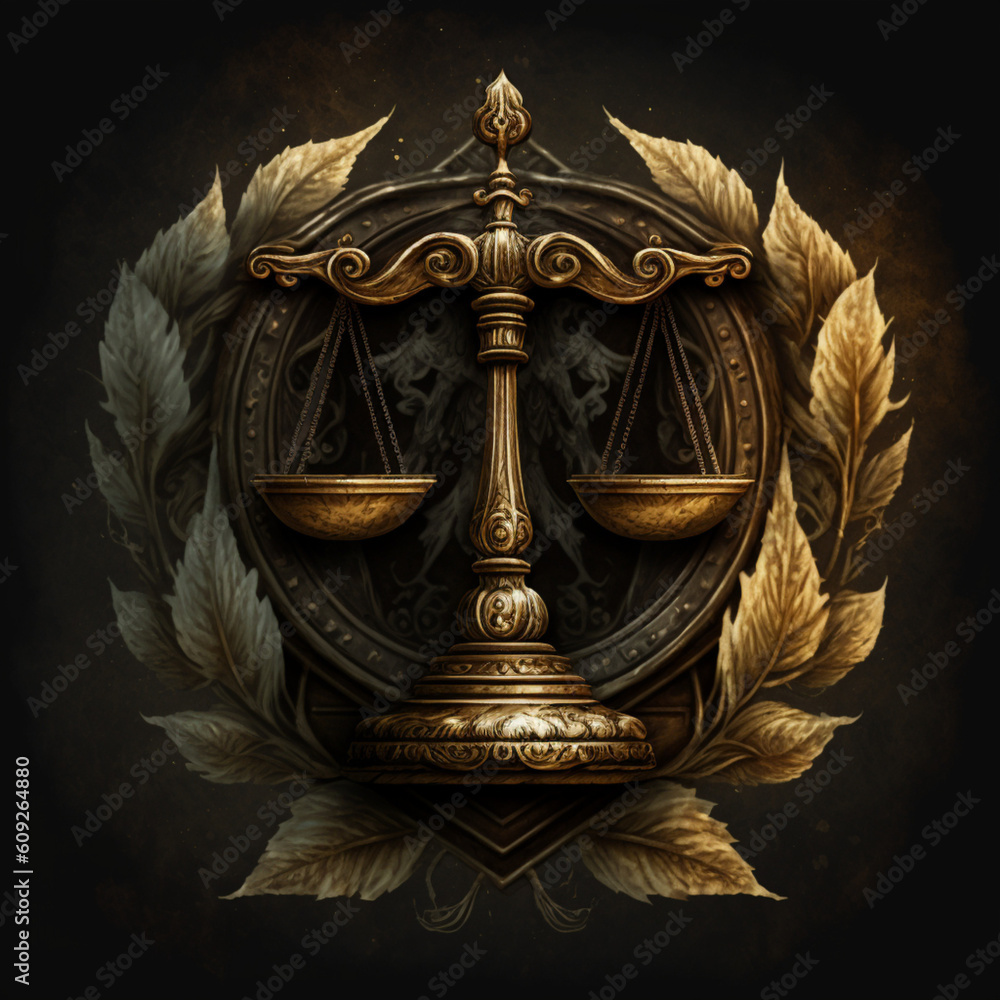 Vintage scales - illustration of the symbol of justice and balance ...