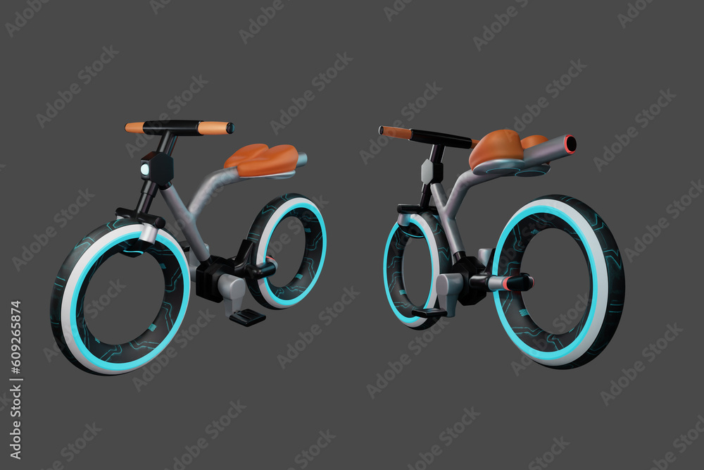 3D rendering of the future bike from front and back angles Stock ...