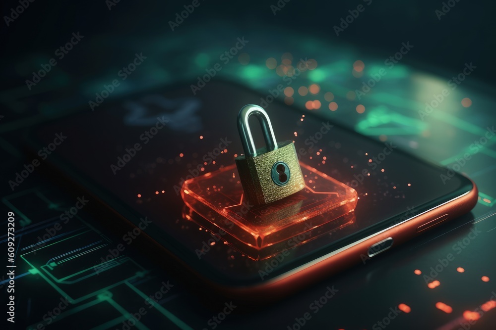 Cybersecurity Padlock, Digital Lock on Technology Network Data ...