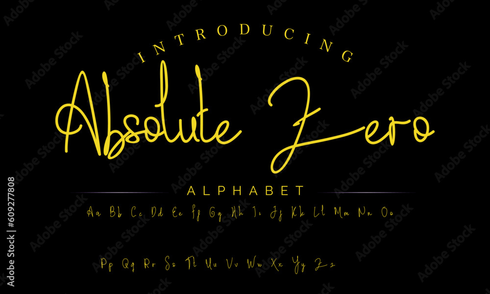 Absolute Zero Lettering signature font isolated on grey background ...