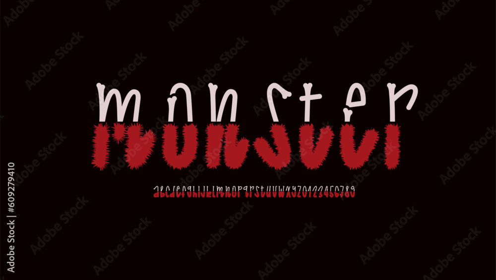 Monster creepy font, alphabet in the horror style, cartoon zombie ...