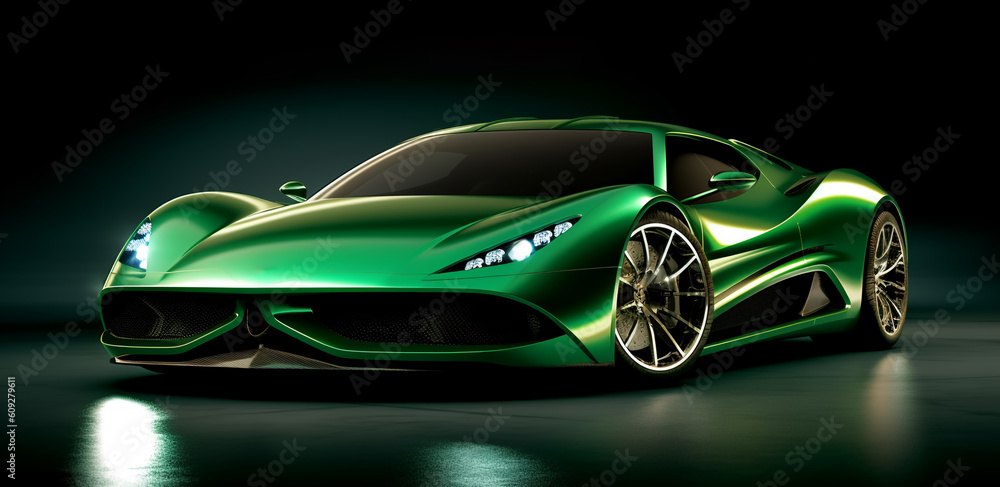 green sports car wallpaper with fantastic light effect background ...