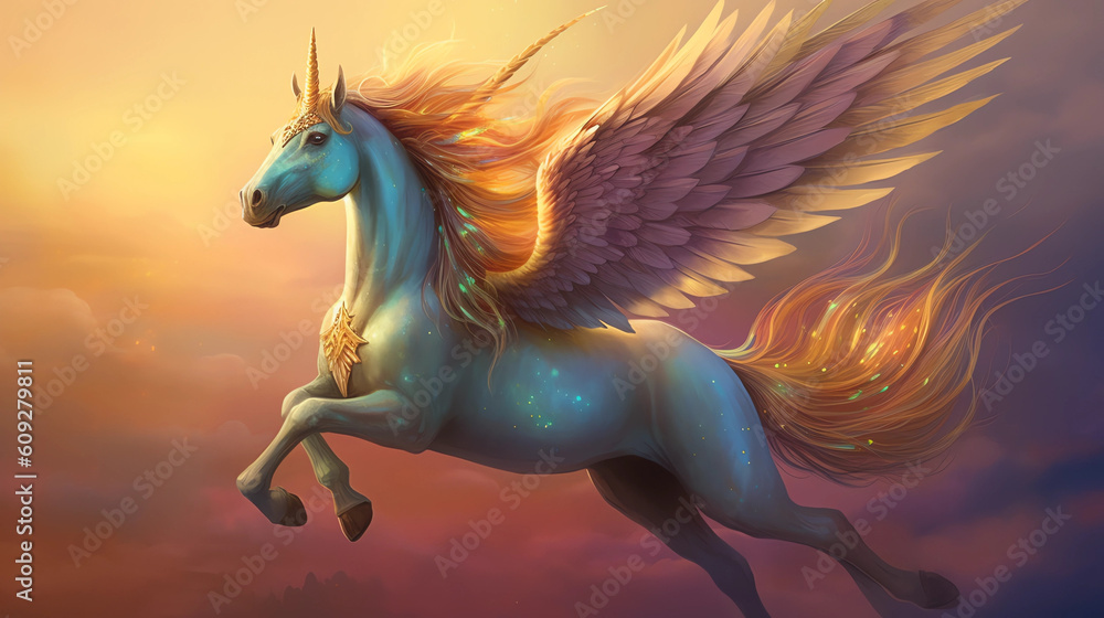 Alicorn, legendary magicalcreature from the European folklore ...