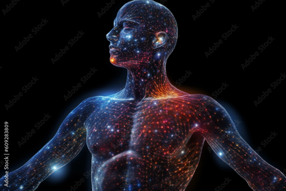 person's body composed of constellations, highlighting the notion that ...