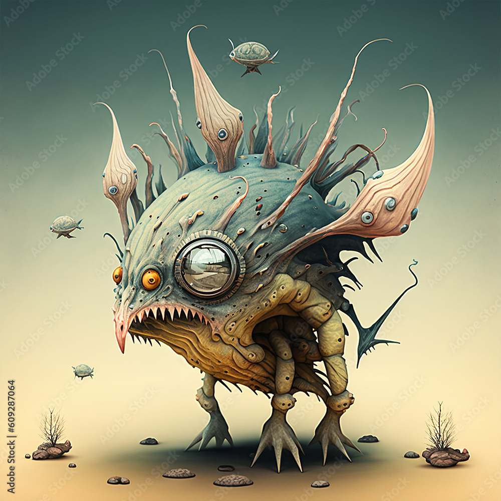 Whimsical fantasy monsters AI generated creature artwork ilustración de ...