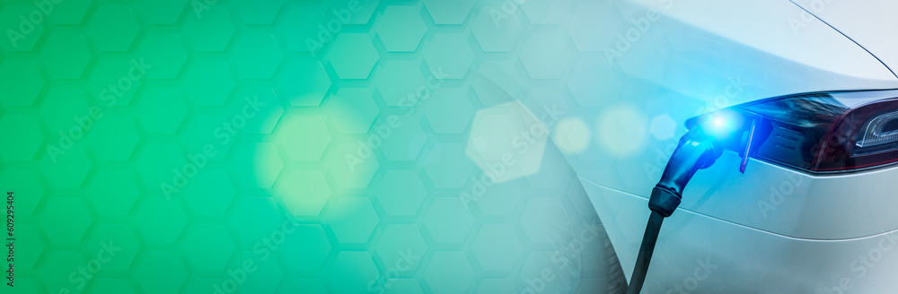 Electric car charge banner background. Electric automobile technology ...