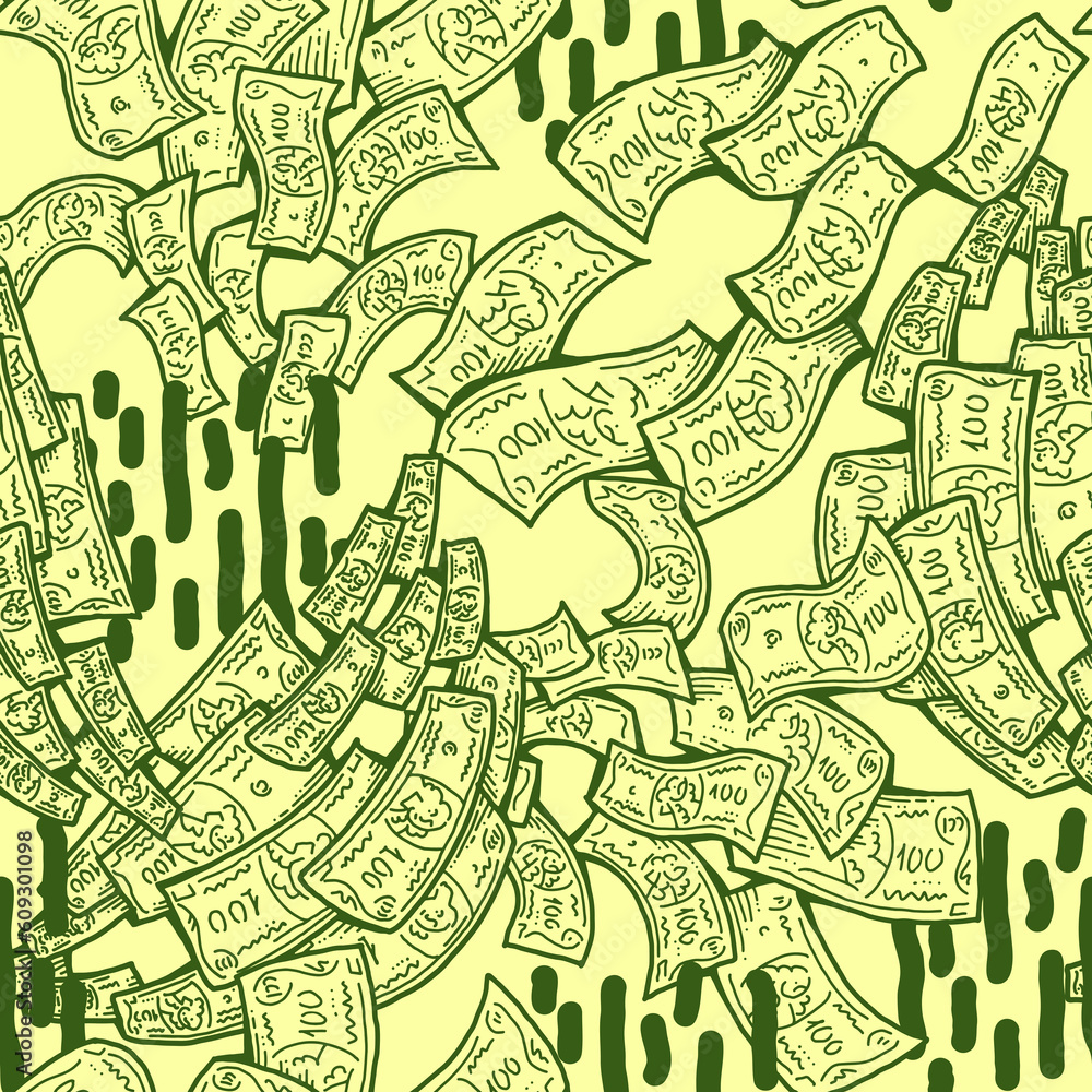 Money seamless pattern background for print design. Hundred dollars ...