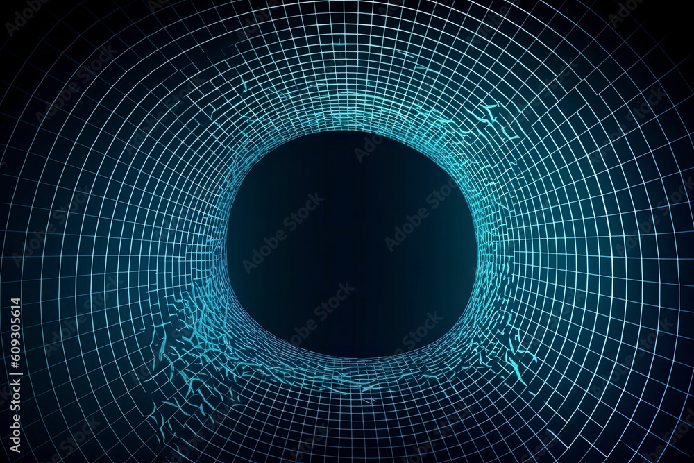 Futuristic abstract frame tunnel. 3D hole grid background. For website ...