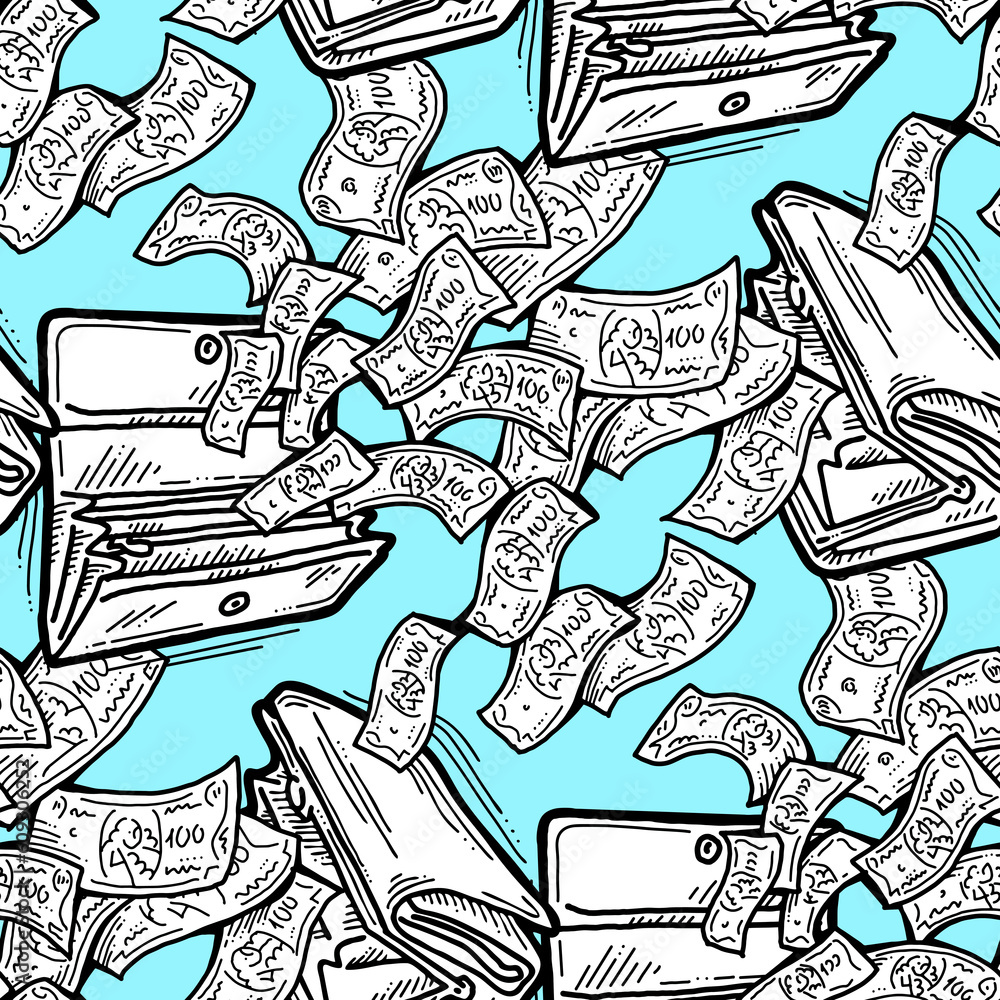 Money seamless pattern background for print design. Hundred dollars ...