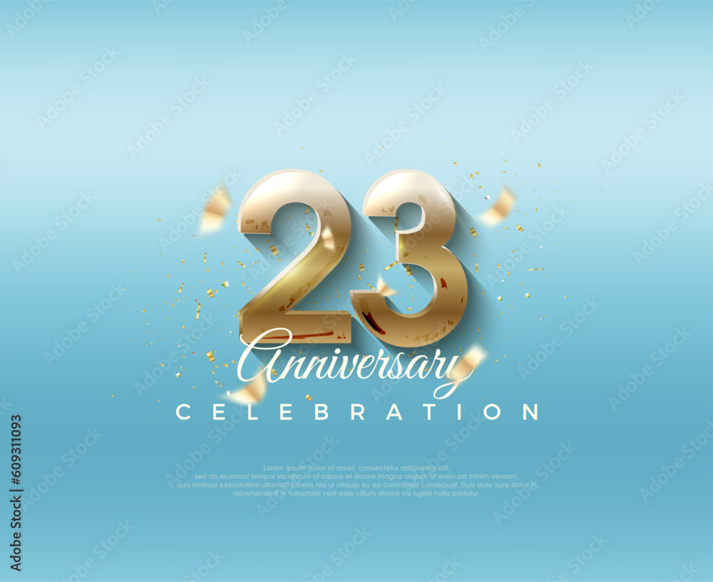23rd anniversary number. With elegant and luxurious 3d numbers. Premium ...