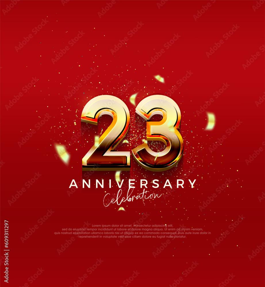 Golden vector number for 23rd anniversary celebration. Premium vector ...