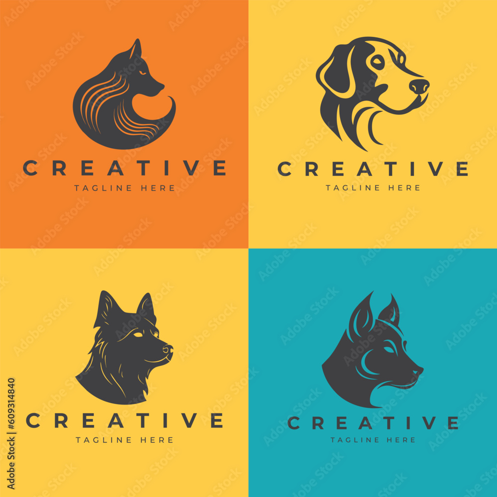 Collection of dog logo designs. Set of dog design templates for logos ...