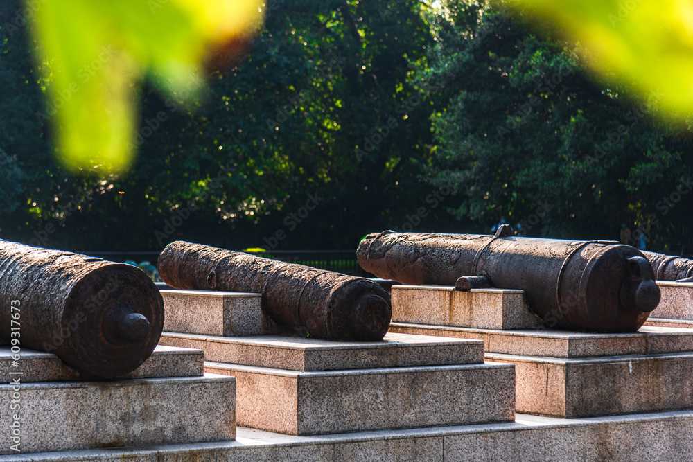 Ancient cannon of Qing Dynasty in the Opium Wars museum. Chinese ...