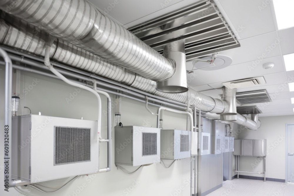 ventilation and exhaust system, with ventilation filters visible, in ...