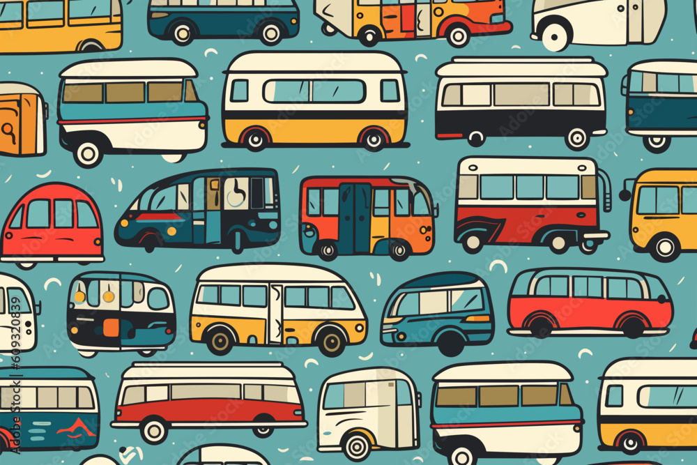 Doodle inspired Express bus pattern pattern, cartoon sticker, sketch ...